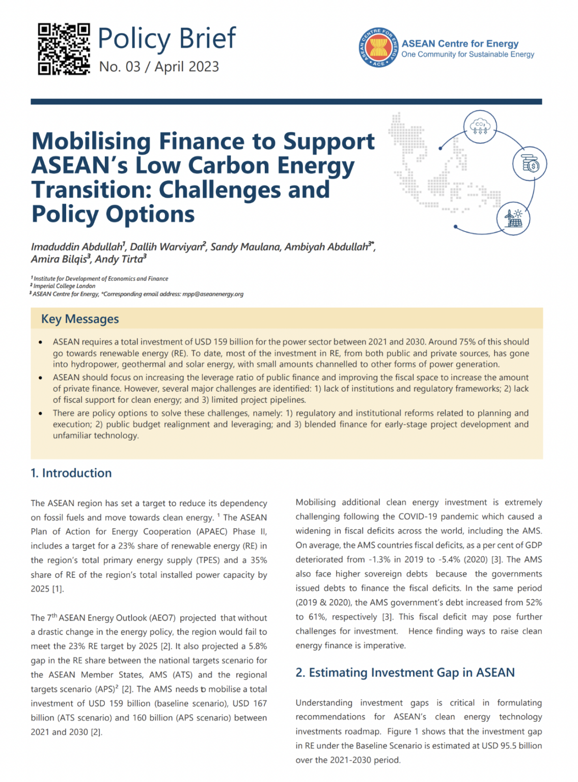 Mobilising Finance to Support ASEAN’s Low Carbon Energy Transition: Challenges and Policy ...